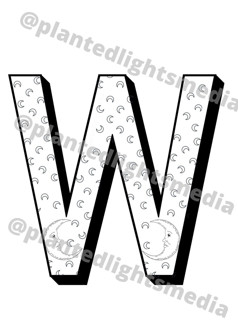 Moon Inspired Alphabet Digital Coloring Book - Etsy