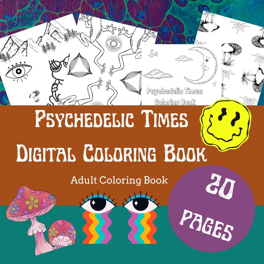 Psychedelic Inspired Digital Coloring Book - Etsy