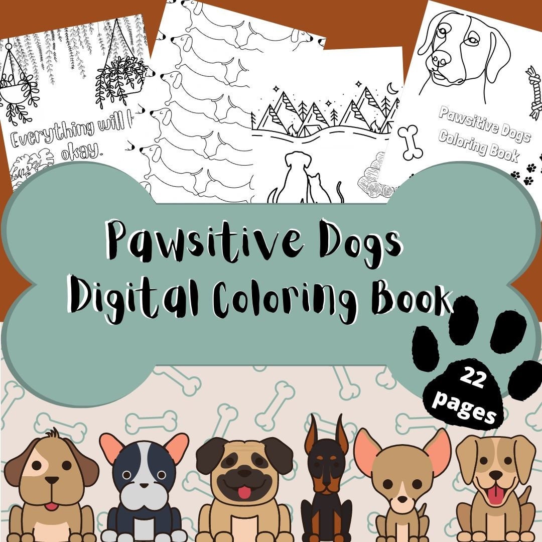 Pawsitive Dogs Inspired Digital Coloring Book/pages - Etsy