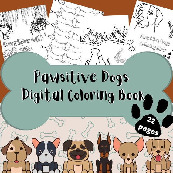 Pawsitive Dogs Inspired Digital Coloring Book/pages - Etsy