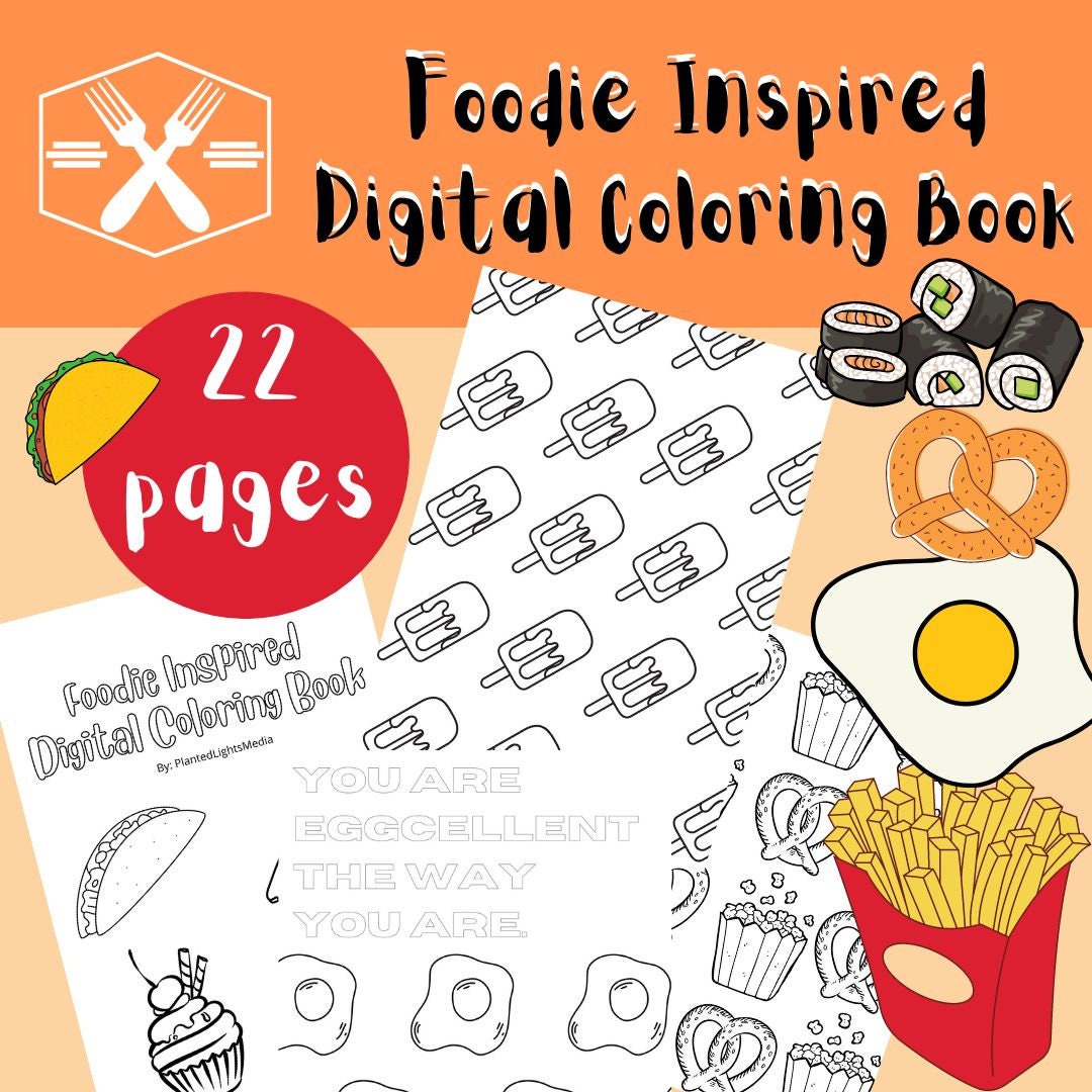 Foodie Inspired Digital Coloring Pages - Etsy