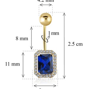 14K Solid Gold Sapphire & CZ Belly Button Rings 925K Silver Piercing ...