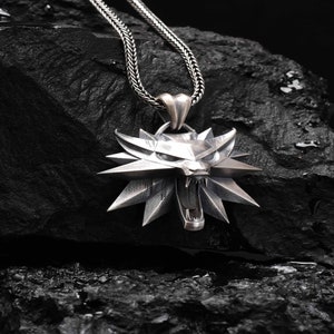 925K Silver Witcher Wild Hunt Medallion Men Necklace Witcher Charm With ...
