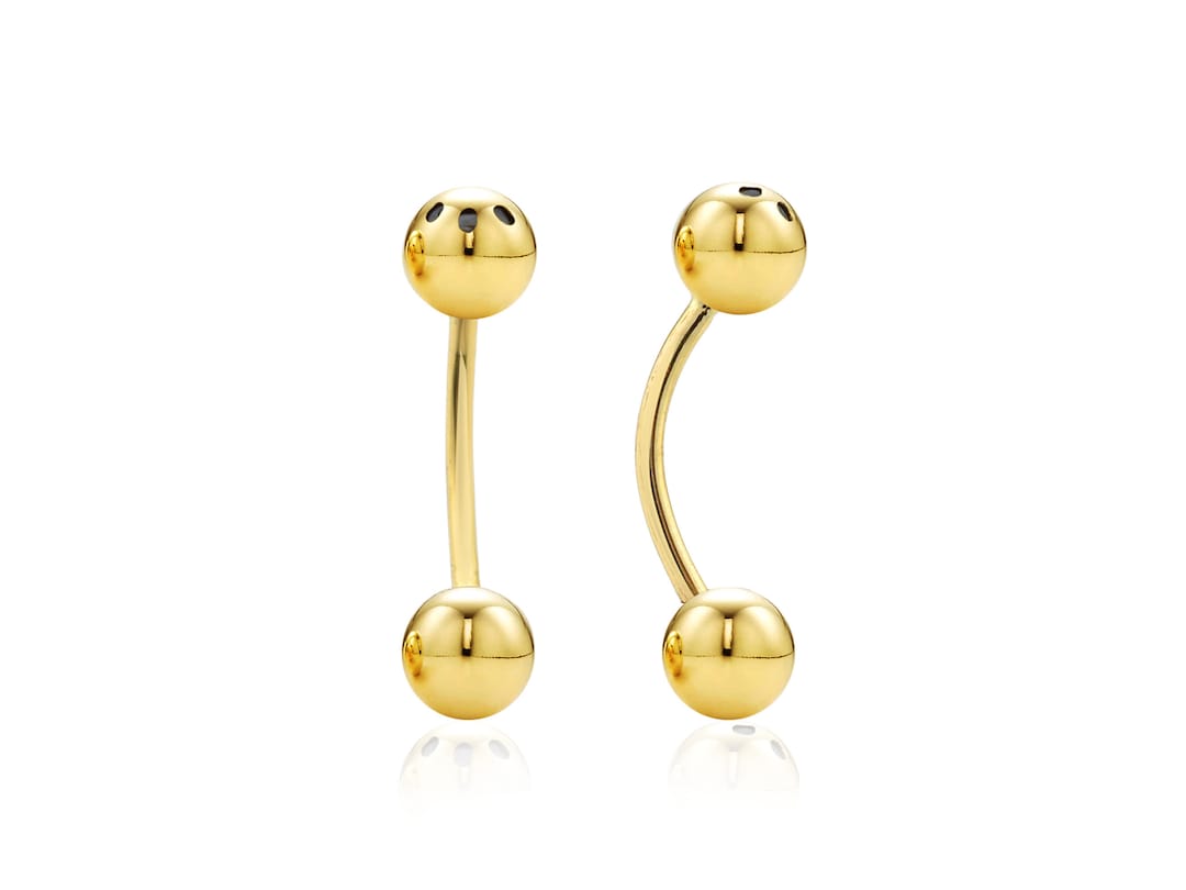 14k Solid Gold Eyebrow Piercing - Gold Eyebrow Jewelry - Curved Barbell ...