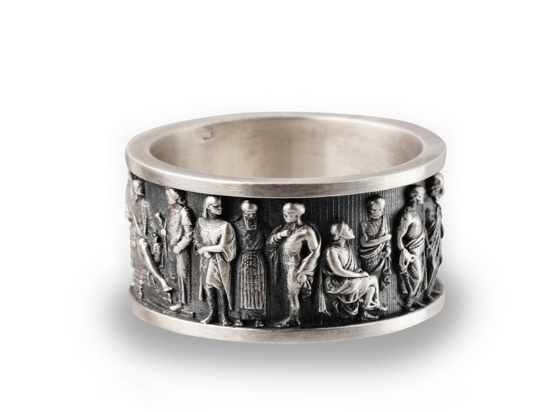Ancient Roman 925K Silver Ring Rome People Crowd Ring Antique Designed ...