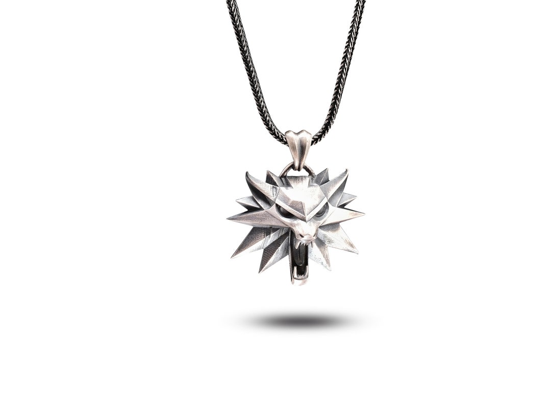 925K Silver Witcher Wild Hunt Medallion Men Necklace - Witcher Charm ...