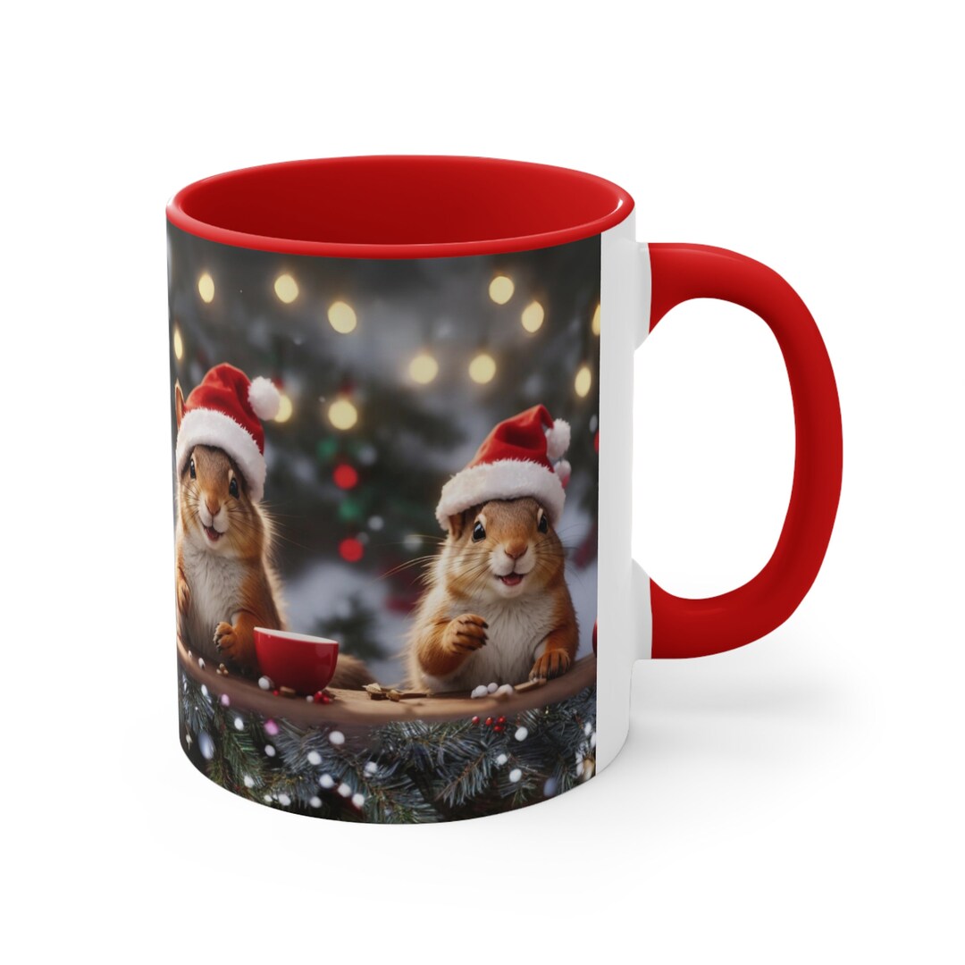 Christmas Squirrels Hot Chocolate Accent Coffee Mug, 11oz, Squirrel Mug ...