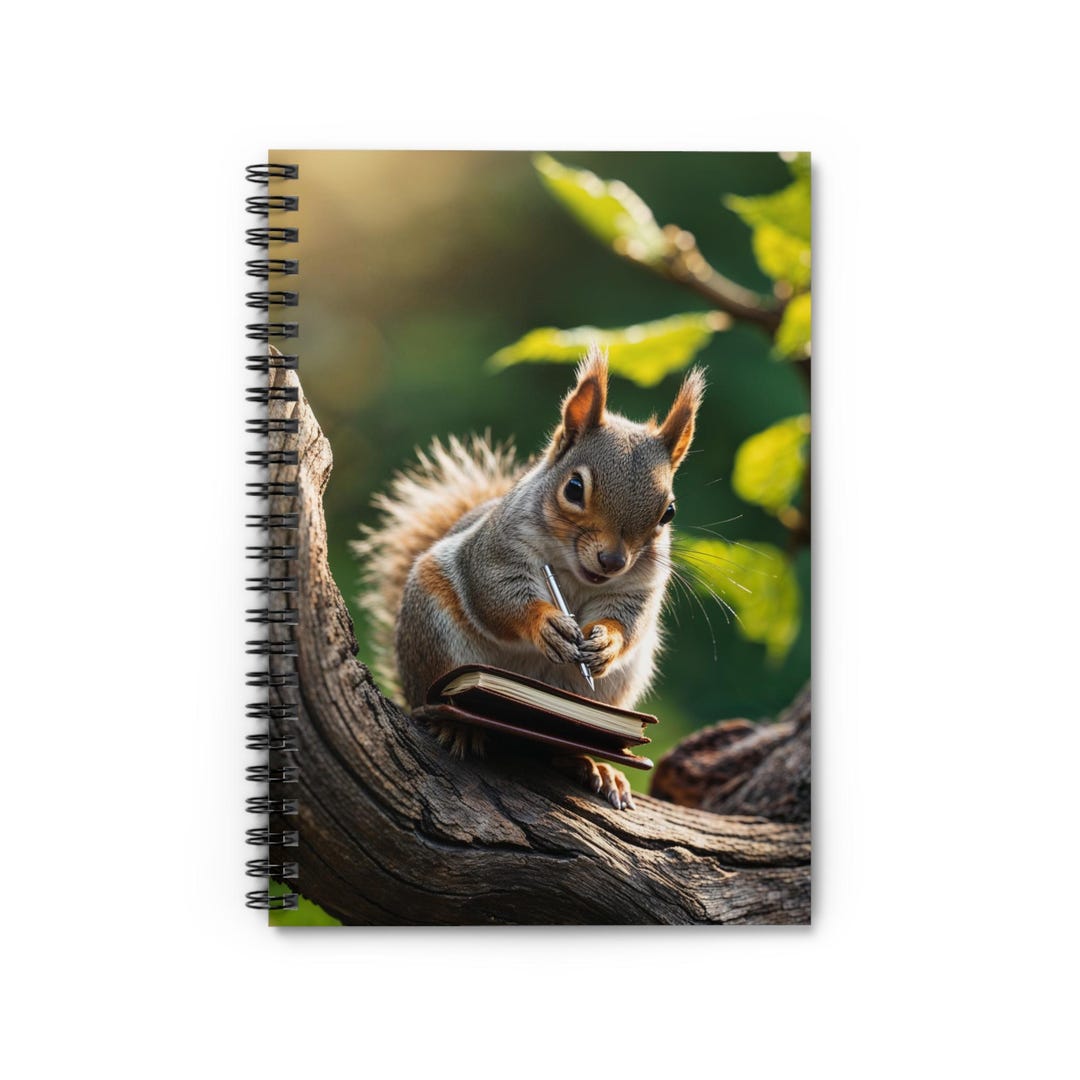 Squirrel Spiral Notebook, Cute Journaling Notepad, Lined Paper Diary ...