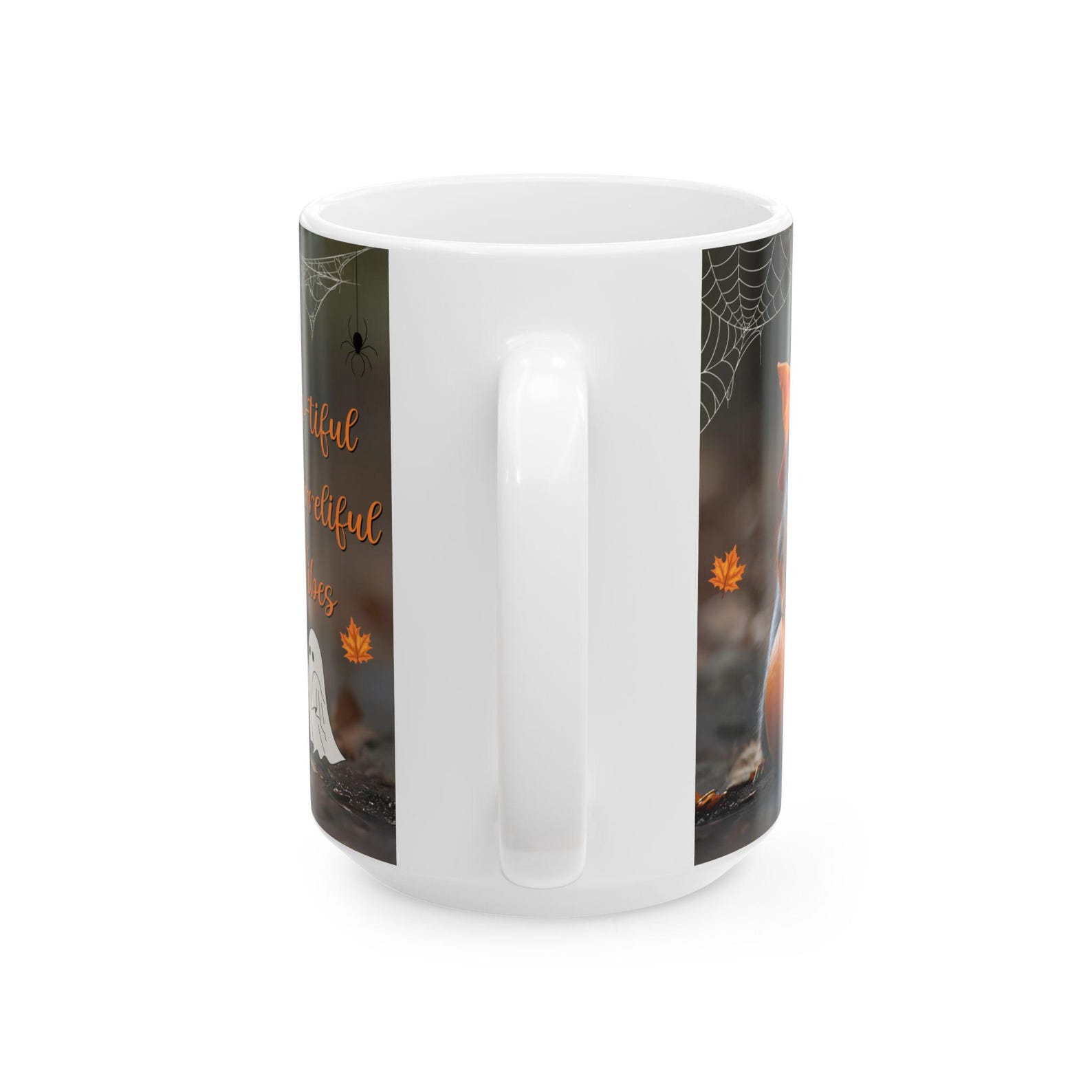 Halloween Ceramic Mug, Cute Happy Smiling Squirrels Pumpkin Carving ...