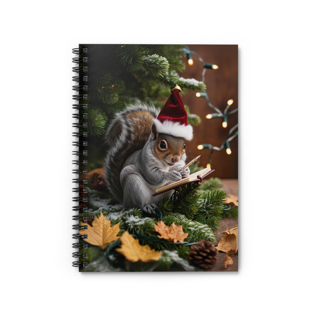 Christmas Squirrel Spiral Notebook - Ruled Line, Holiday Journal ...
