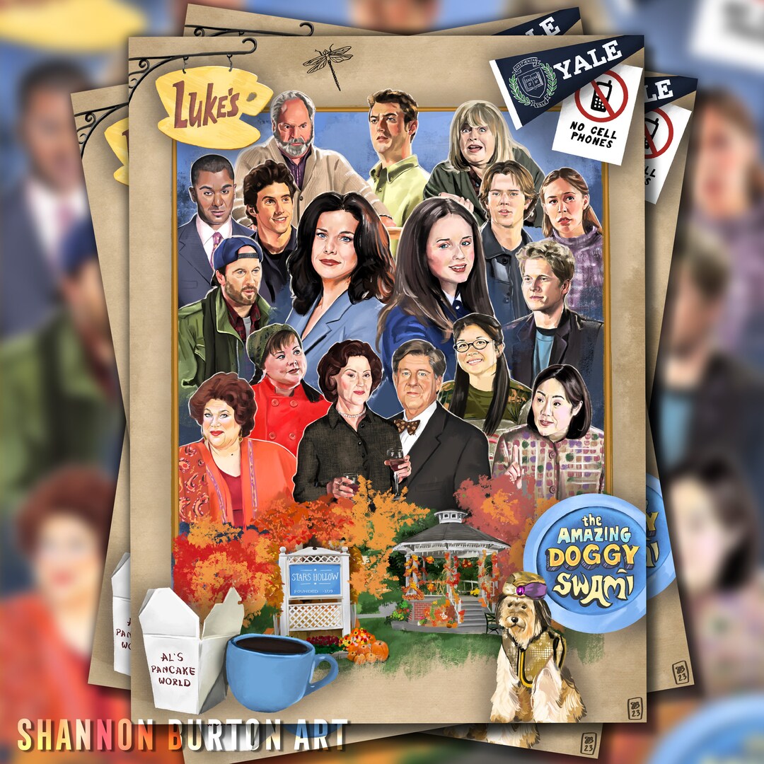 Gilmore Girls Poster Rory Lorelai Gilmore Stars Hollow Luke's Diner ...
