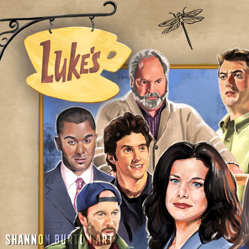 Gilmore Girls Poster Rory Lorelai Gilmore Stars Hollow Luke's Diner ...
