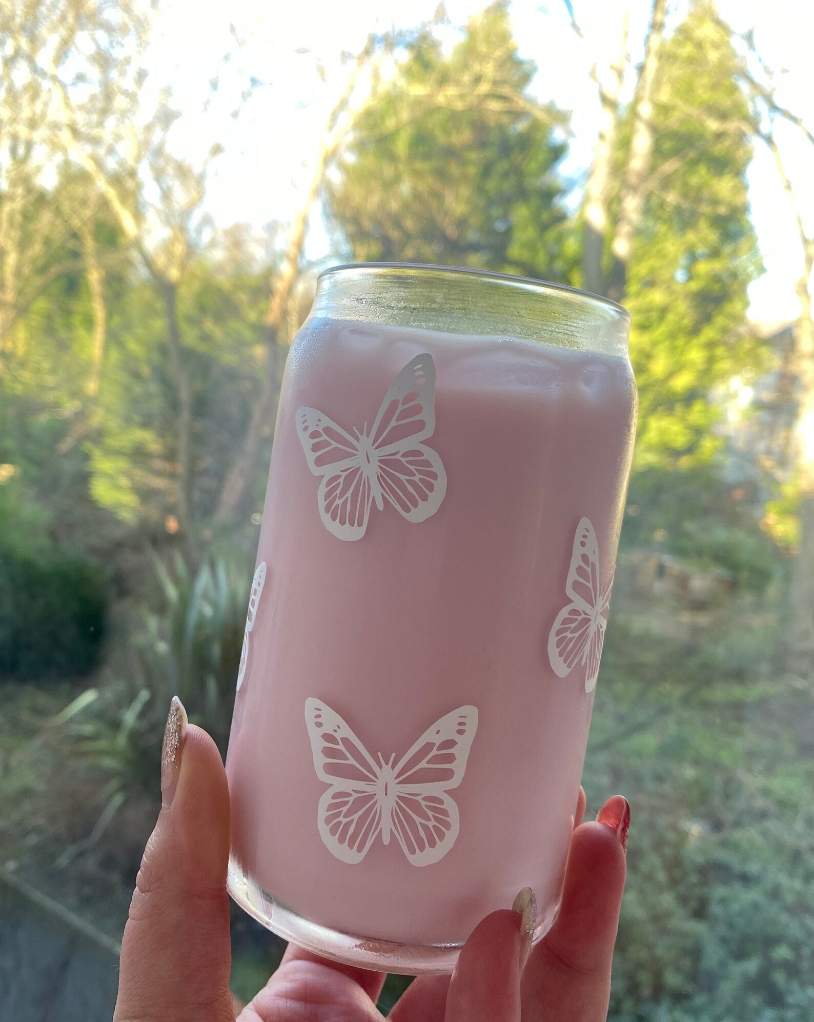 Beer Can Glass/ Libbey Glass/ Butterfly Glass/ Iced Coffee Glass/ - Etsy