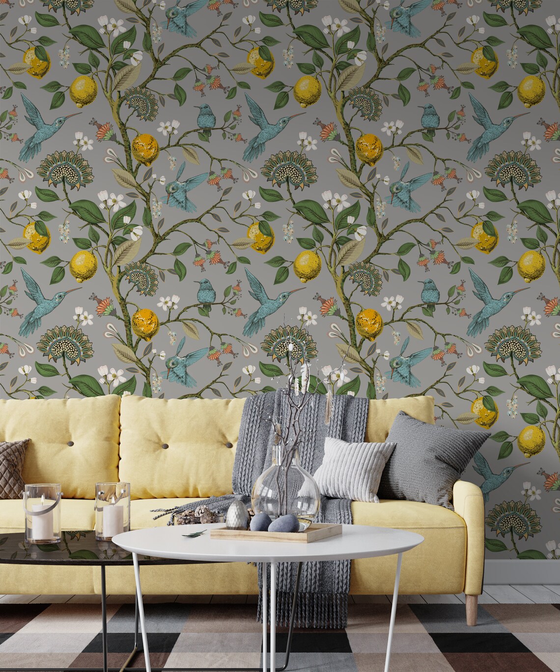 Lemon Wallpaper Leaves Wallpaper Removable Wallpaper Peel - Etsy