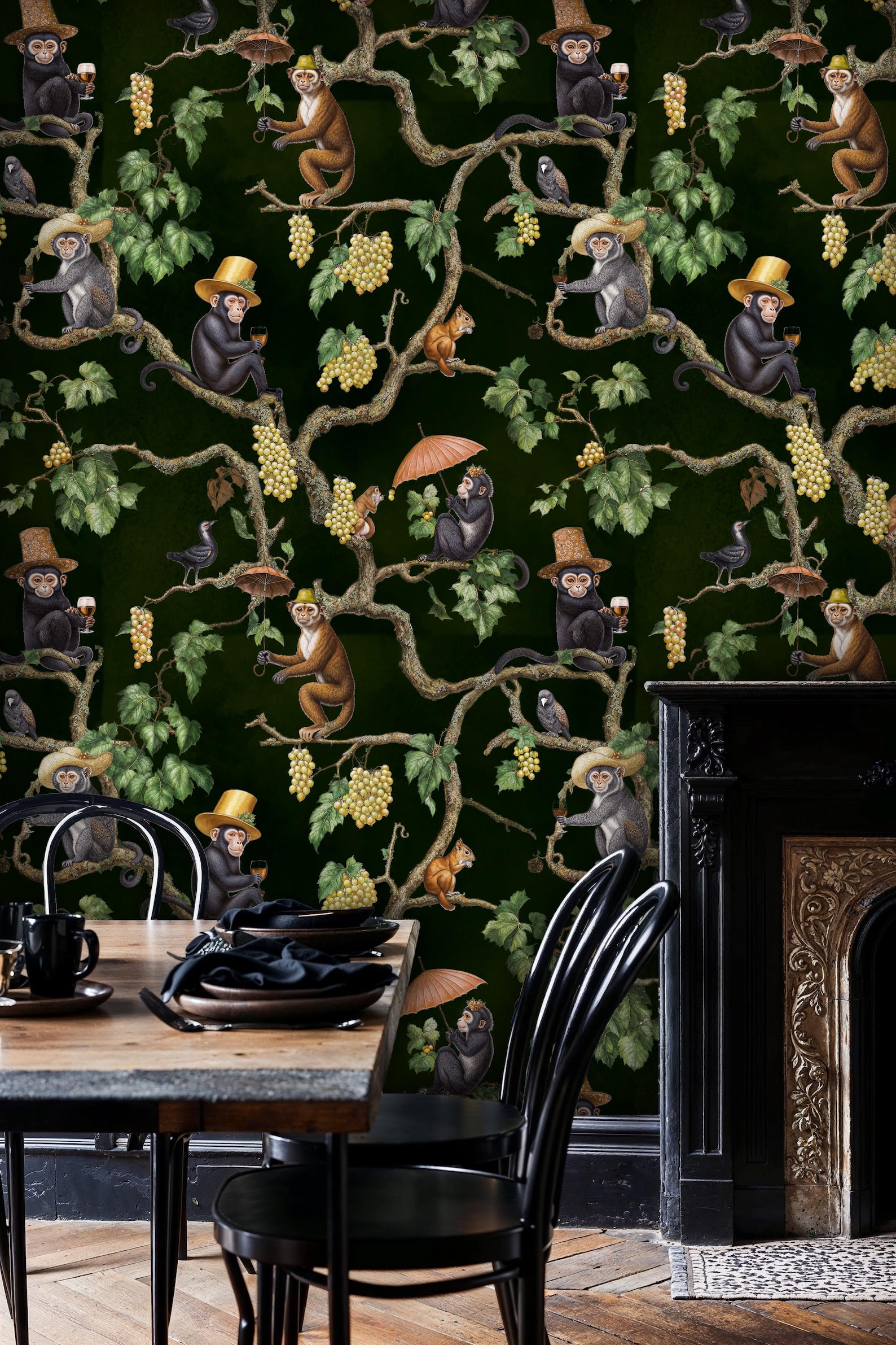 Whimsical Monkey Jungle Wallpaper: Tropical Peel and Stick Wall Mural ...
