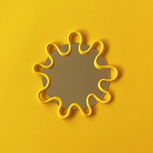 Round Very Wavy Mirror Hand Sculpted Squiggly Mirror Funky Decor ...