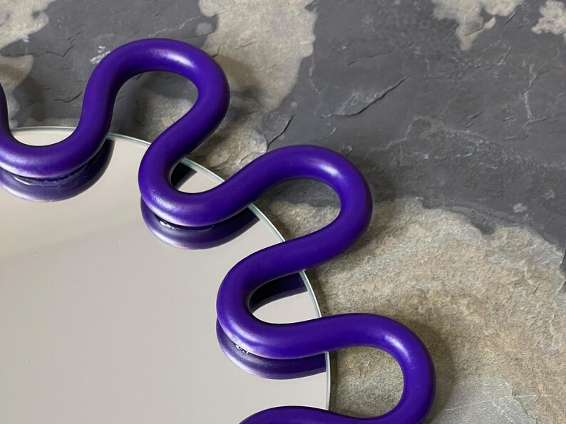 Round Very Wavy Mirror - Hand Sculpted - Squiggly Mirror - Funky Decor ...