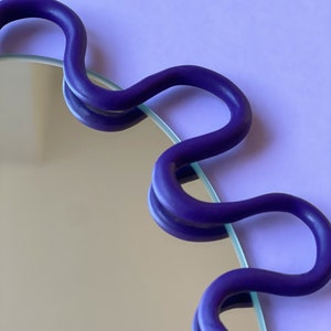 Round Very Wavy Mirror Hand Sculpted Squiggly Mirror Funky Decor ...