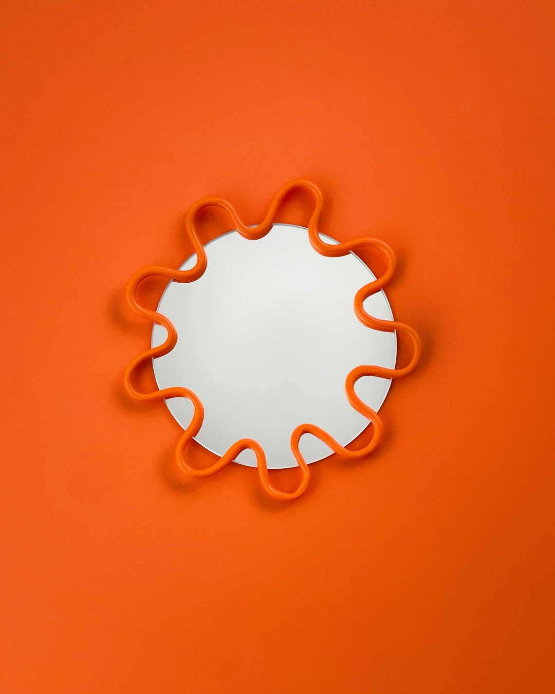 Round Very Wavy Mirror Hand Sculpted Squiggly Mirror Funky Decor ...