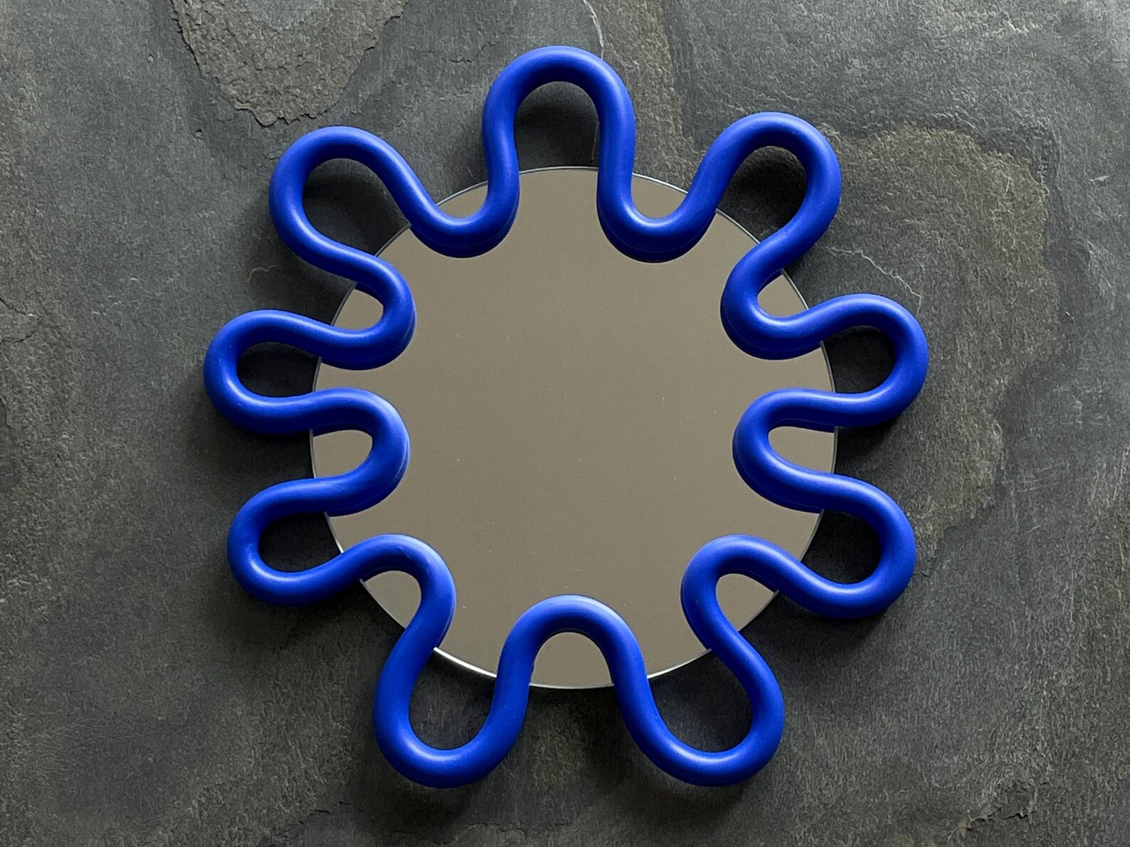 Round Very Wavy Mirror - Hand Sculpted - Squiggly Mirror - Funky Decor ...