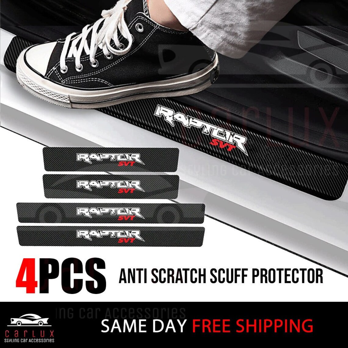 Ford F-150 Raptor SVT Carbon Fiber Car Door Sill Scuff Plates Anti ...