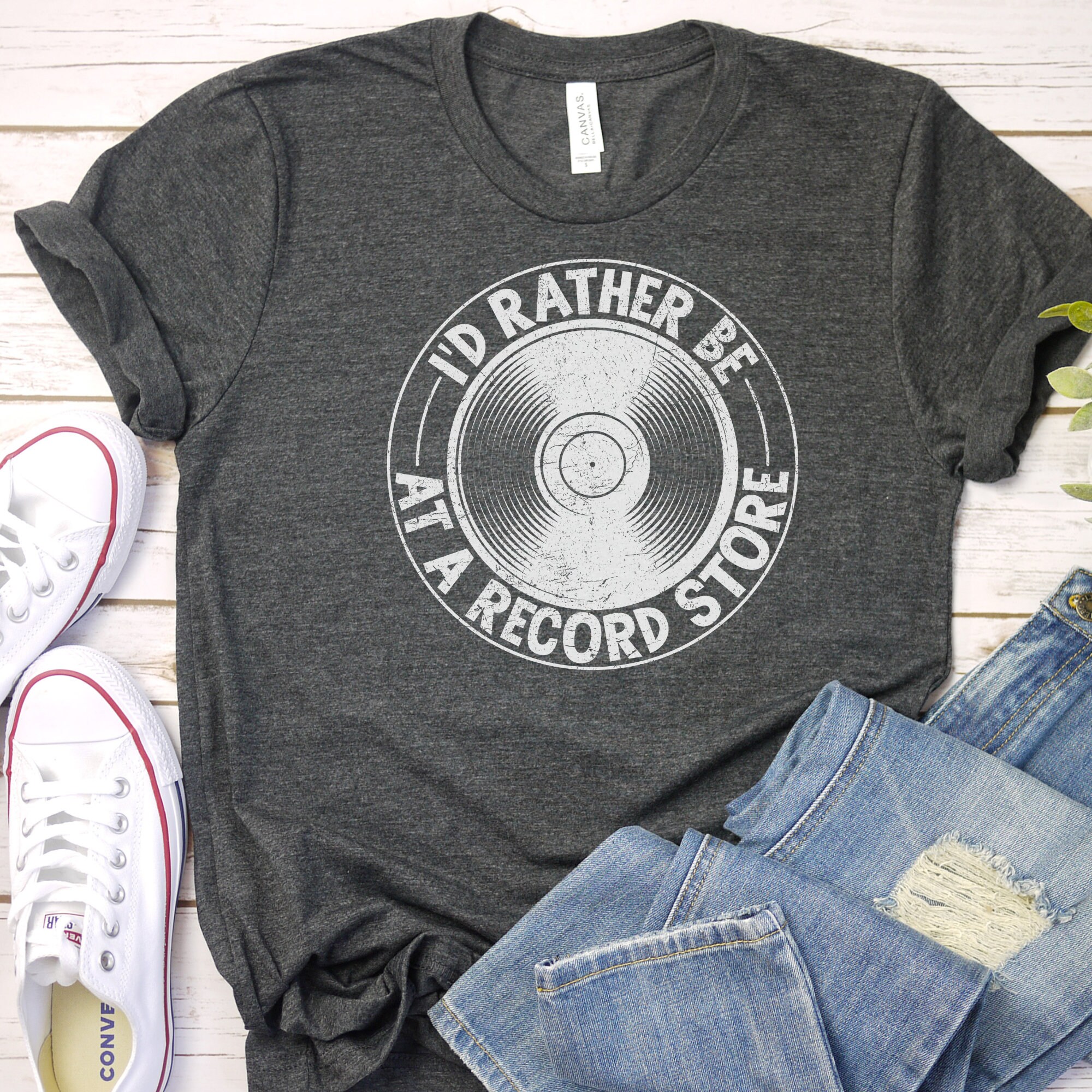 Retro Shirt, Vinyl Record Tee, I'd Rather Be at a Record Store, Music ...