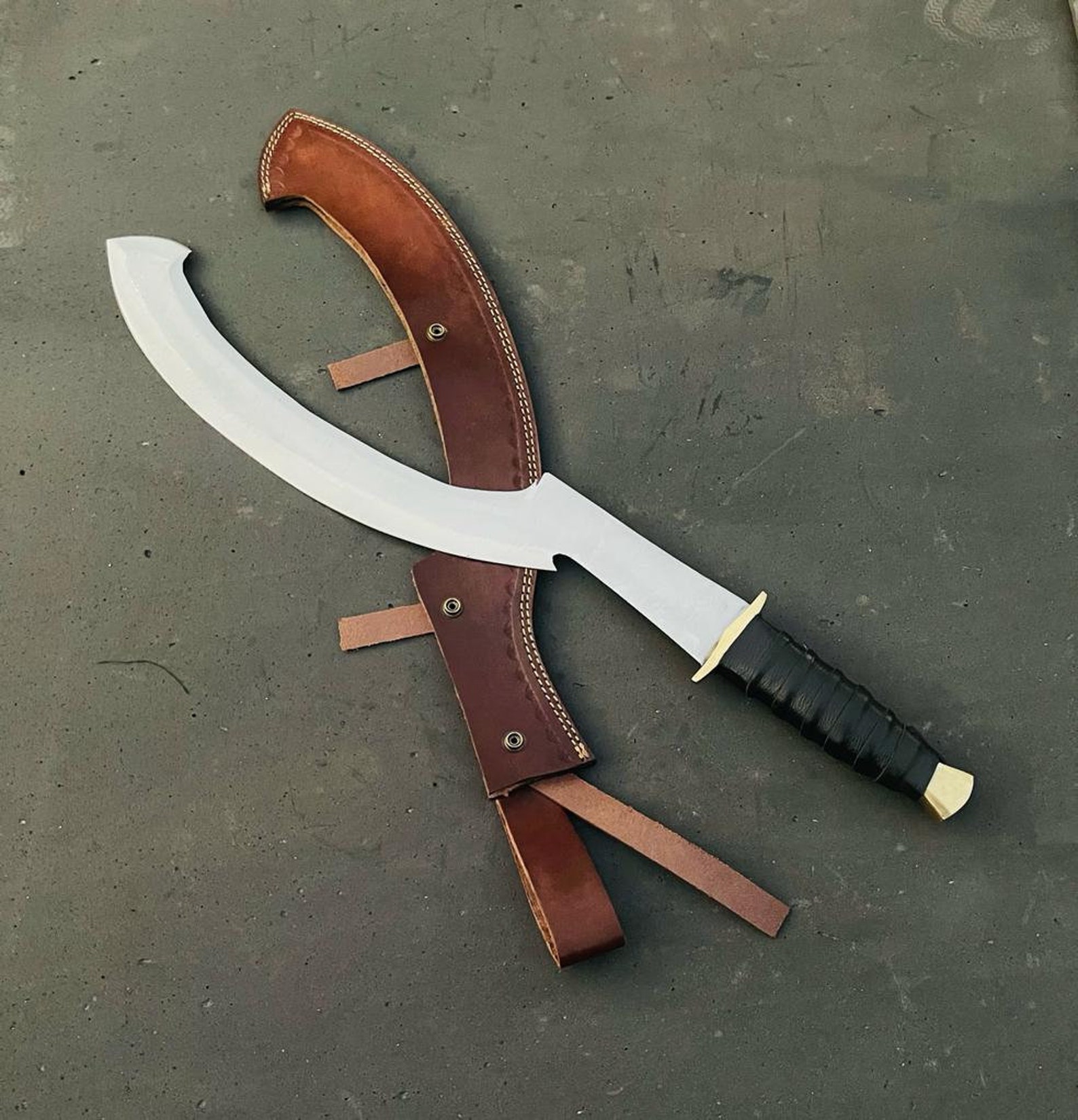 Handmade D2 Steel Egyptian Khopesh Sword | Leather Scabbard - Etsy