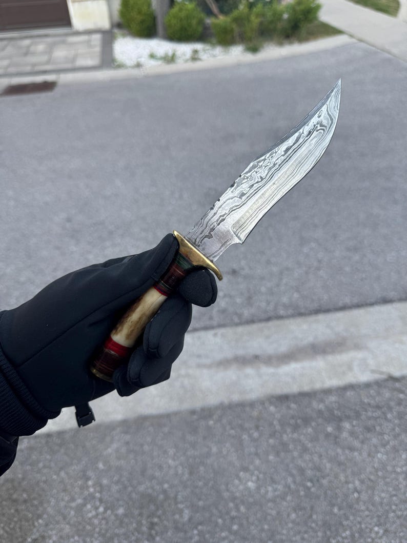 Hand-forged Damascus Steel Hunting Knife | Clip Point Blade | Gift for ...