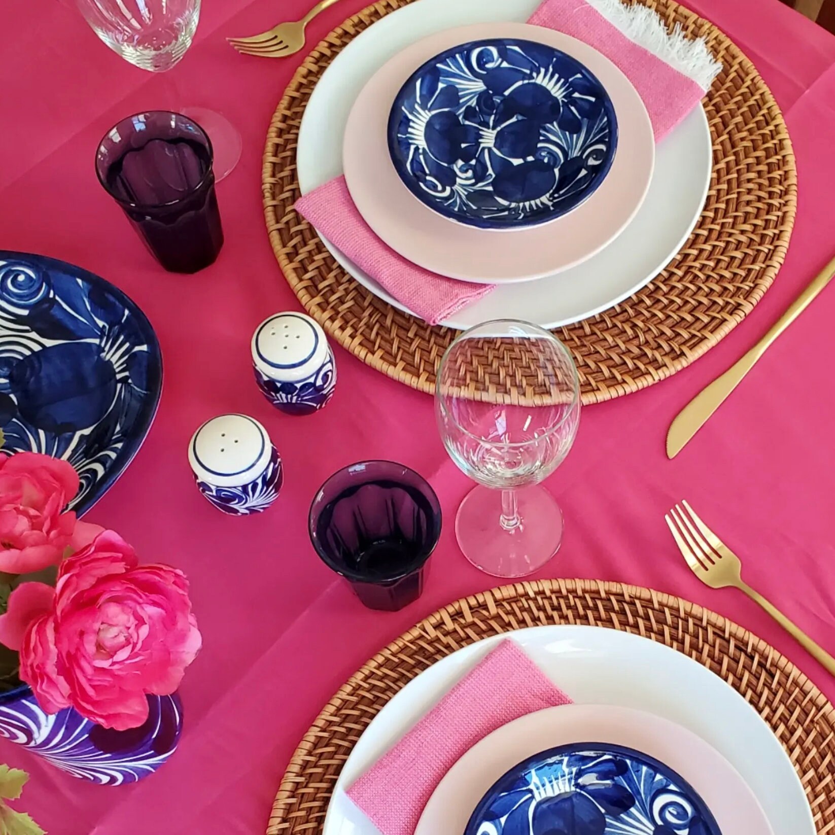 Mexican Blue and White Dessert Plates Mexican Dinnerware Set of Four ...