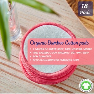 Reusable Bamboo Face Pads, 18 Makeup Remover Pads, Cleansing Pads With ...