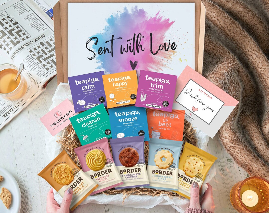 Tea and Biscuits Hamper, Luxury Feel Good Tea Gift Basket, Personalised ...