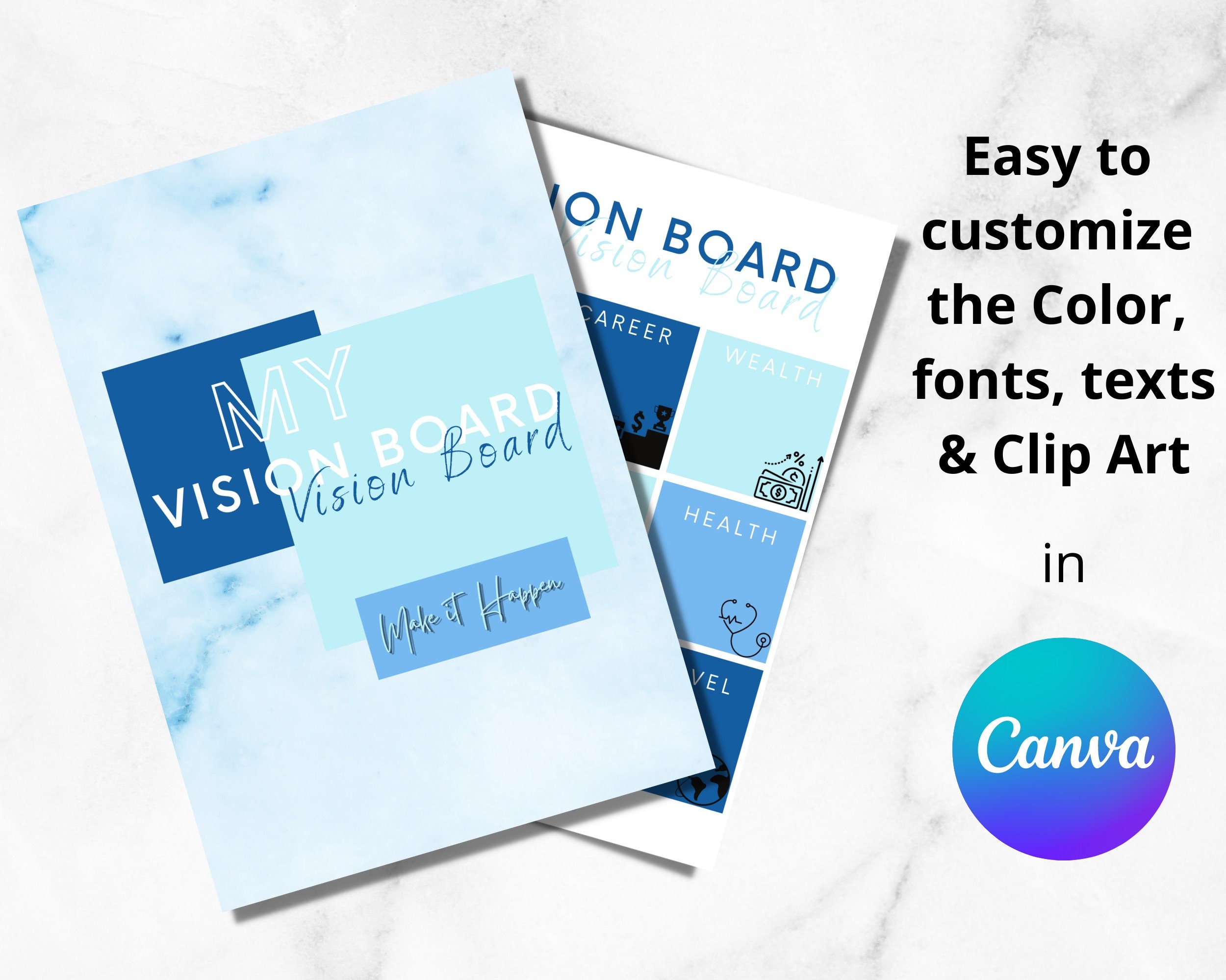 Vision Board Kit With Printable Goal Planner, Action Plan, Affirmations ...