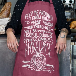 Apocalypse Crafter Zombie Prepper Apron | Keep Me Around for the Zombie ...