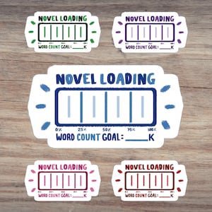 Novel Loading Progress Bar Tracker Laptop Sticker, Word Count Goal ...