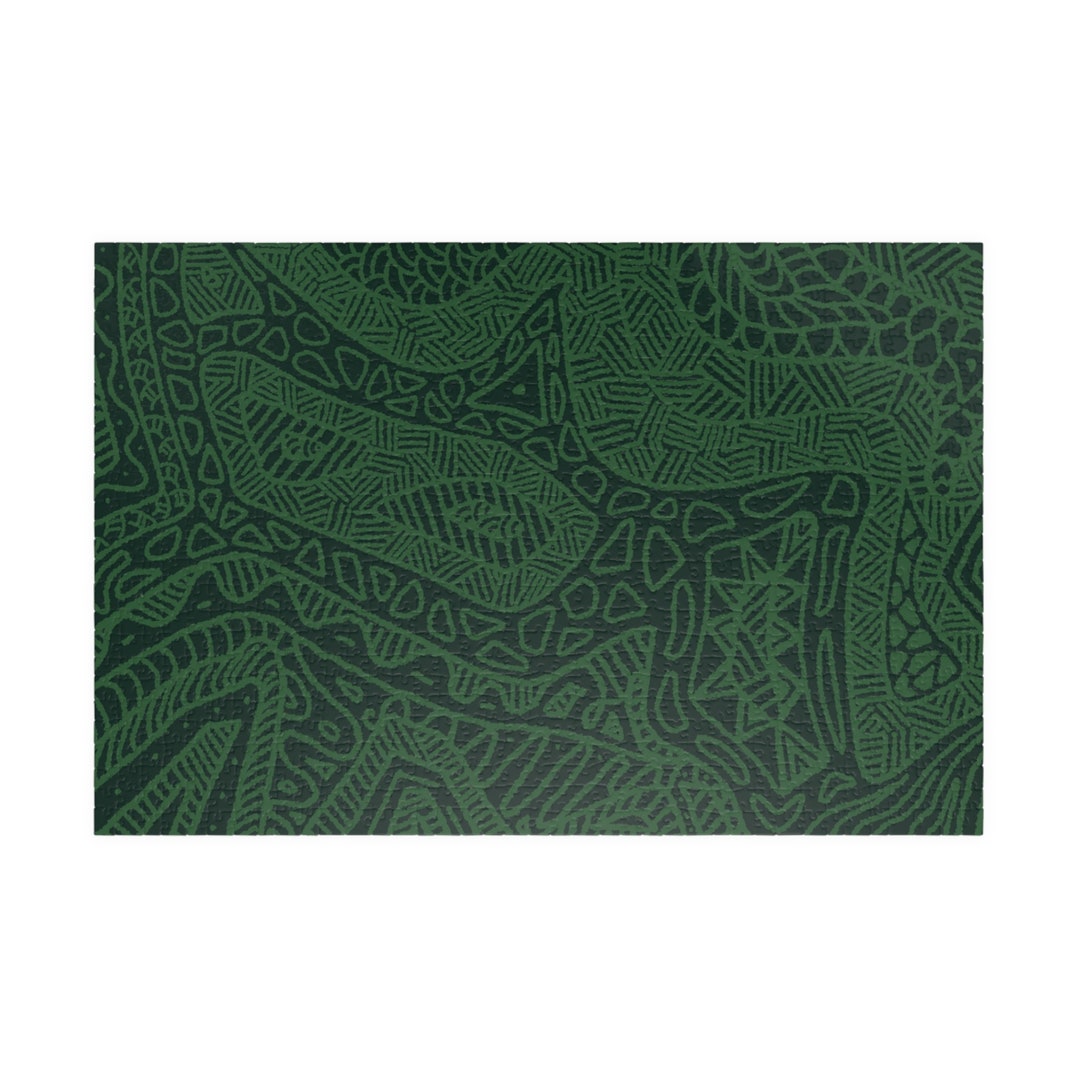Geometric Abstract Art Puzzle, Green Sophisticated Modern Art ...