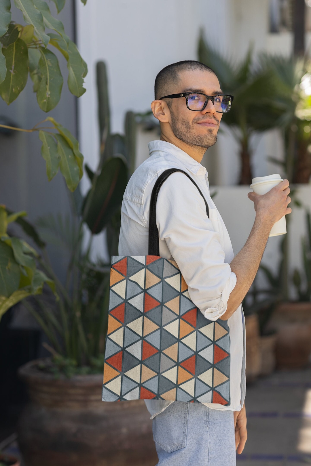 Modern Metal Triangular Mosaic Tile Tote Bag - Etsy