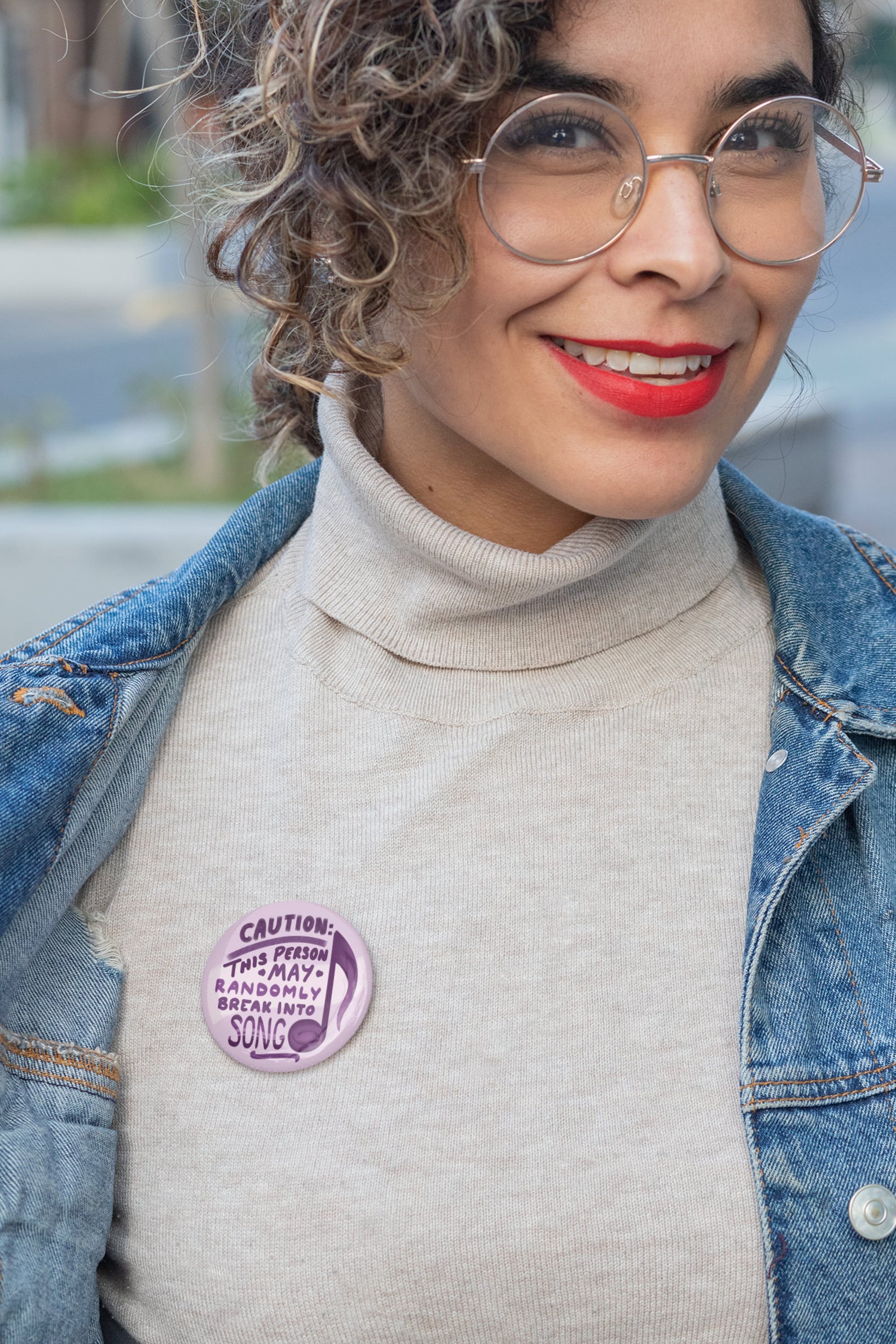 Caution May Break Into Song Pin Button - Etsy