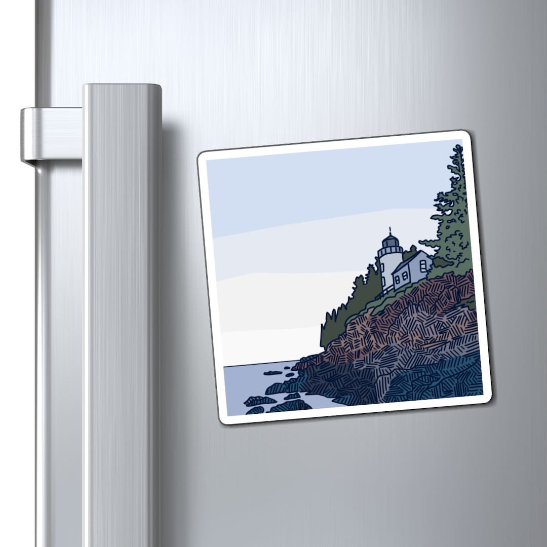 Lighthouse Cliff Nautical Seascape Fridge Magnet, Nature Landscape New ...