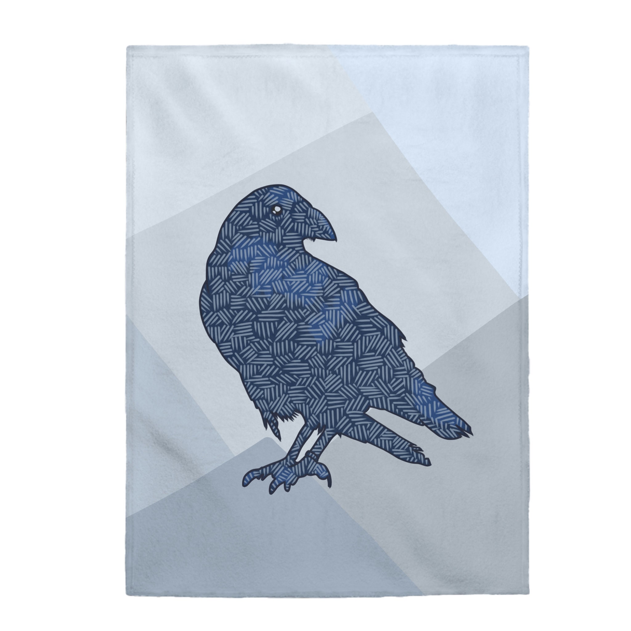 Blue Crow With Hatching Texture Velveteen Plush Blanket - Etsy