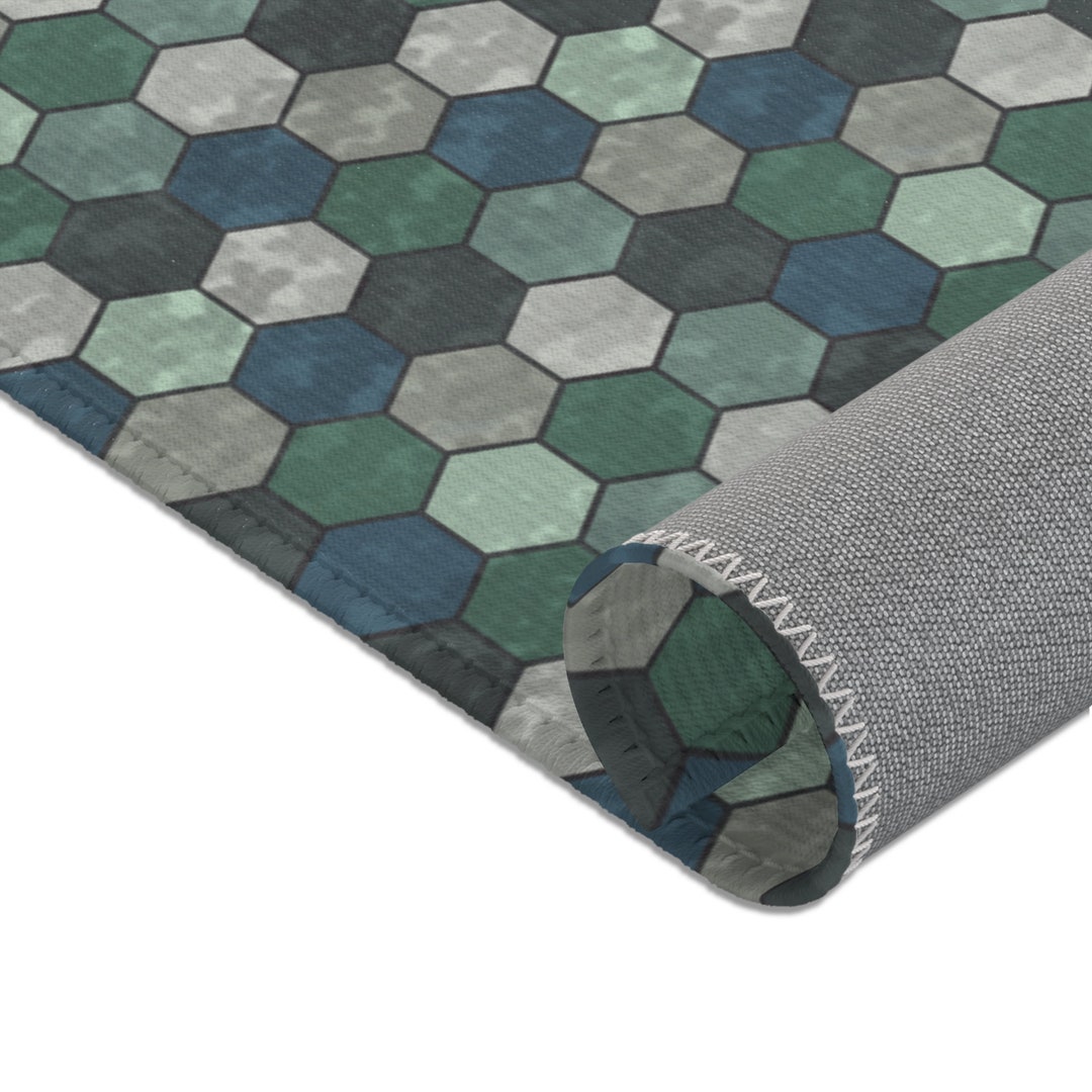 Komorebi Forest Moss Hexagon Mosaic Tile Area Rug - Etsy