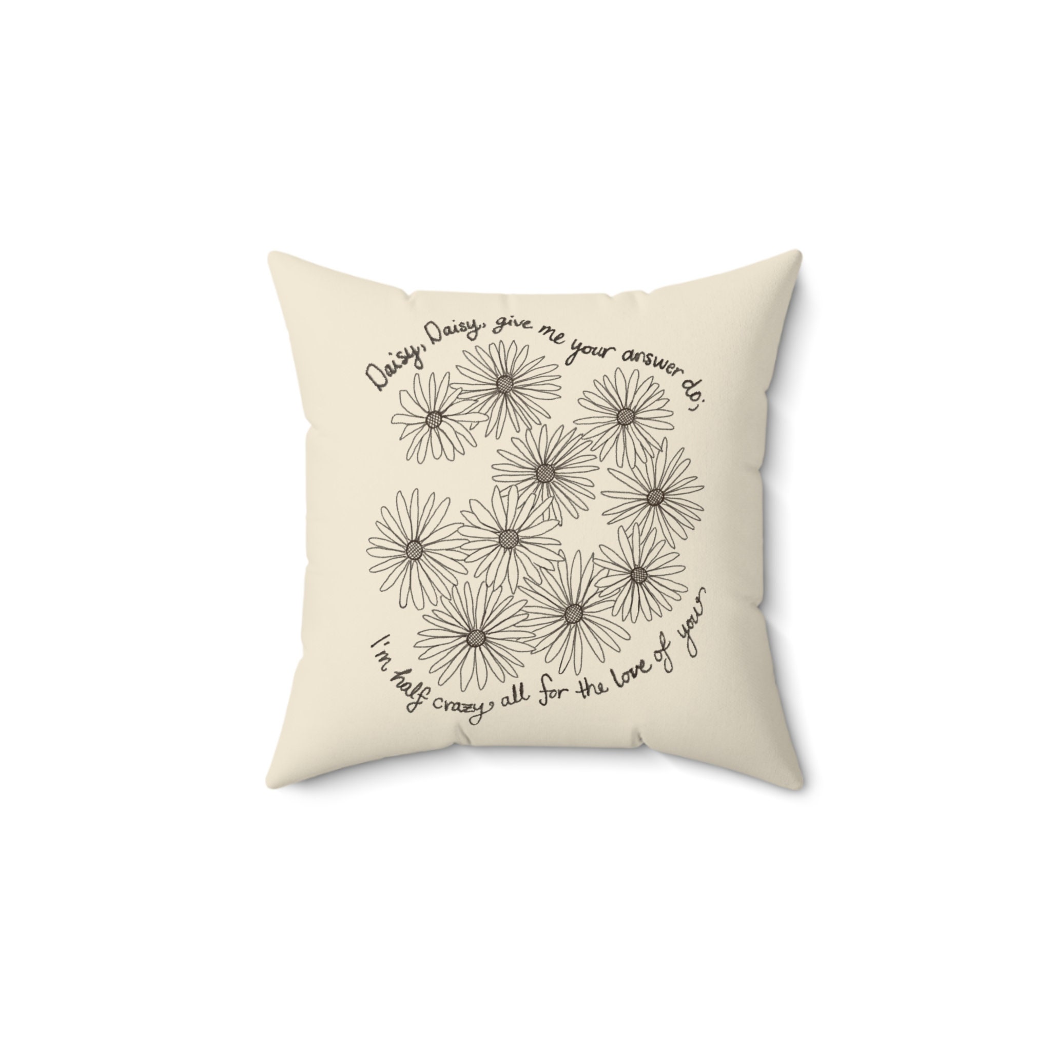 Daisy Bell Lyric Botanical Floral Throw Pillow, First Song Ever Sung by ...