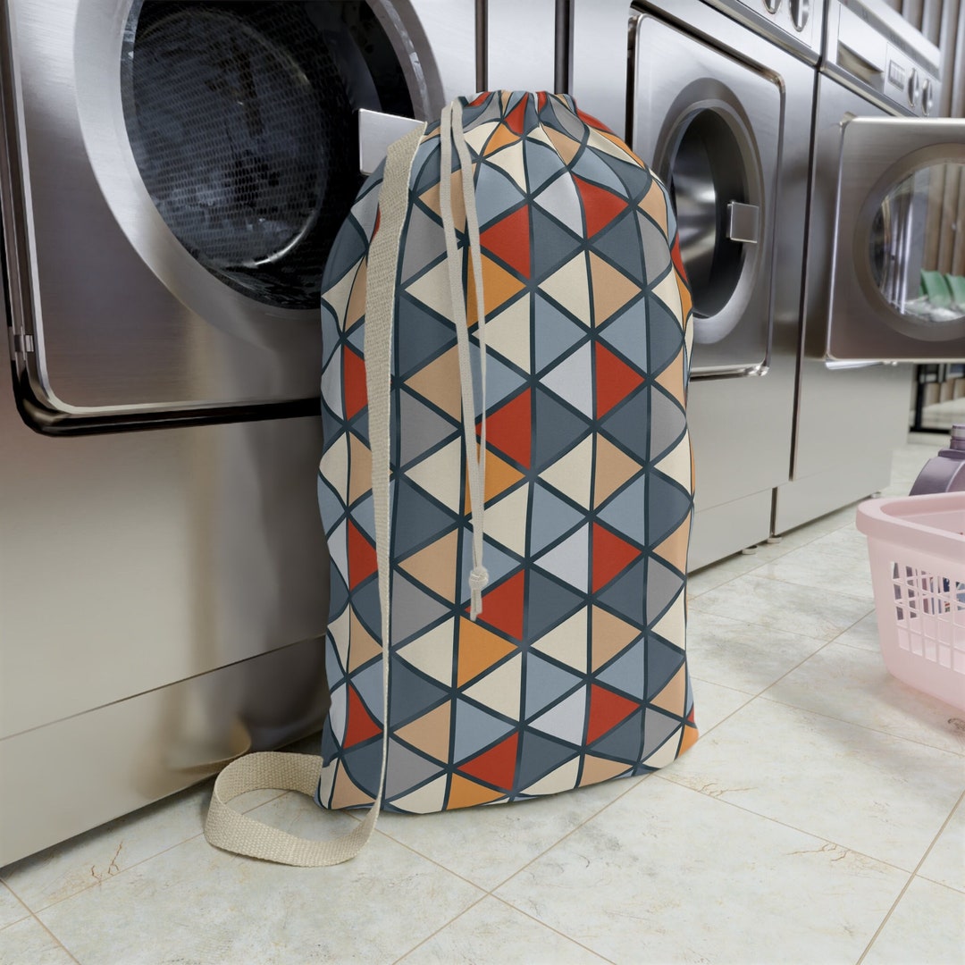 Modern Metal Geometric Triangle Tile Pattern Laundry Bag, Reusable ...