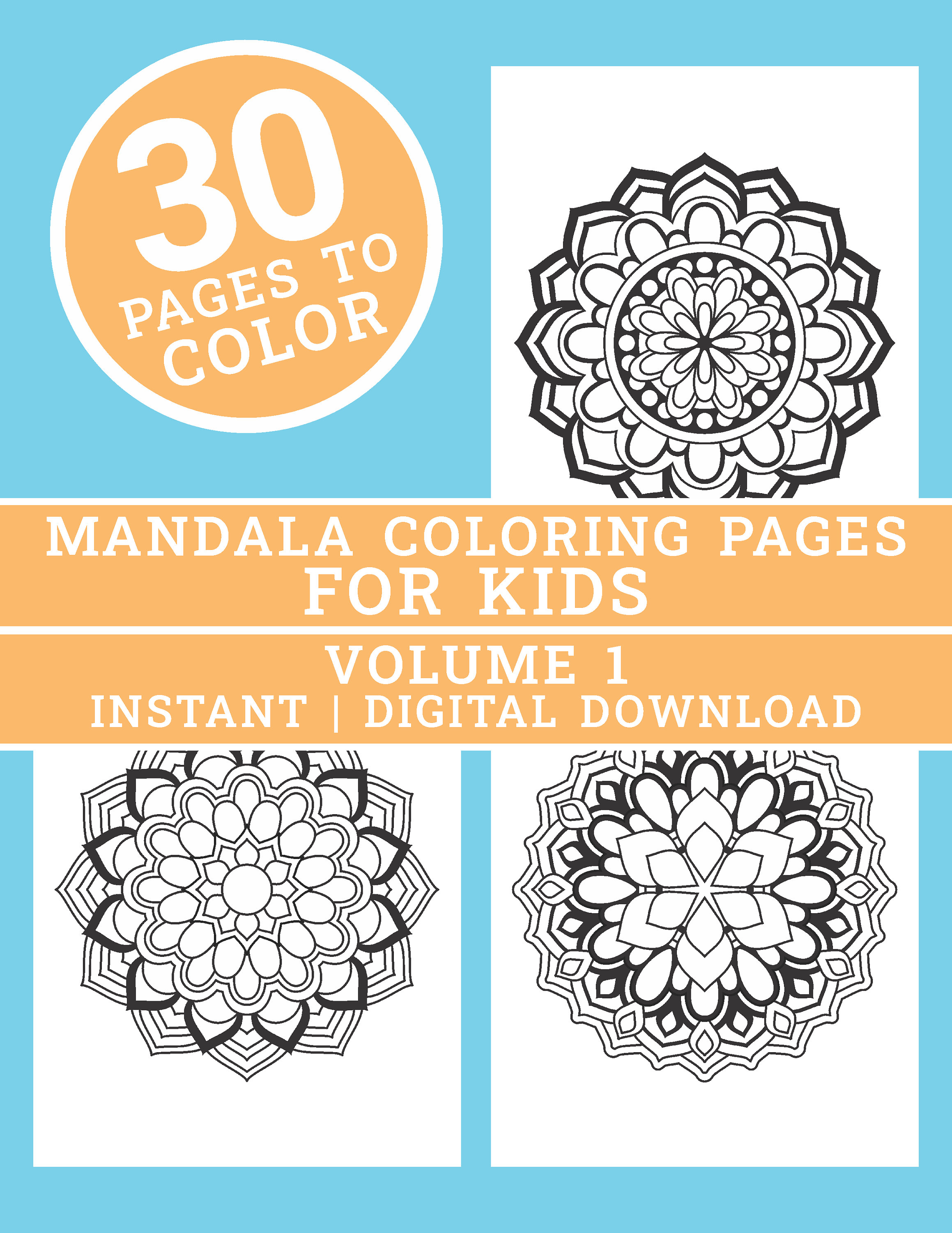 Mandala Coloring Pages for Kids Vol 1 30 Unique Mandala - Etsy