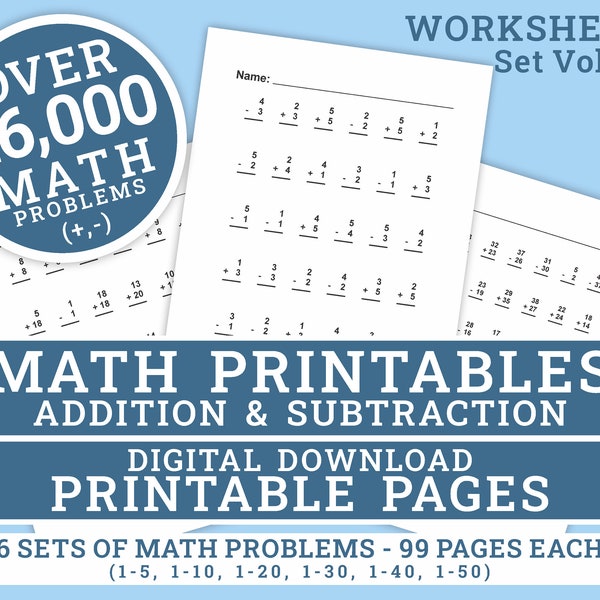 Math Worksheets - Etsy