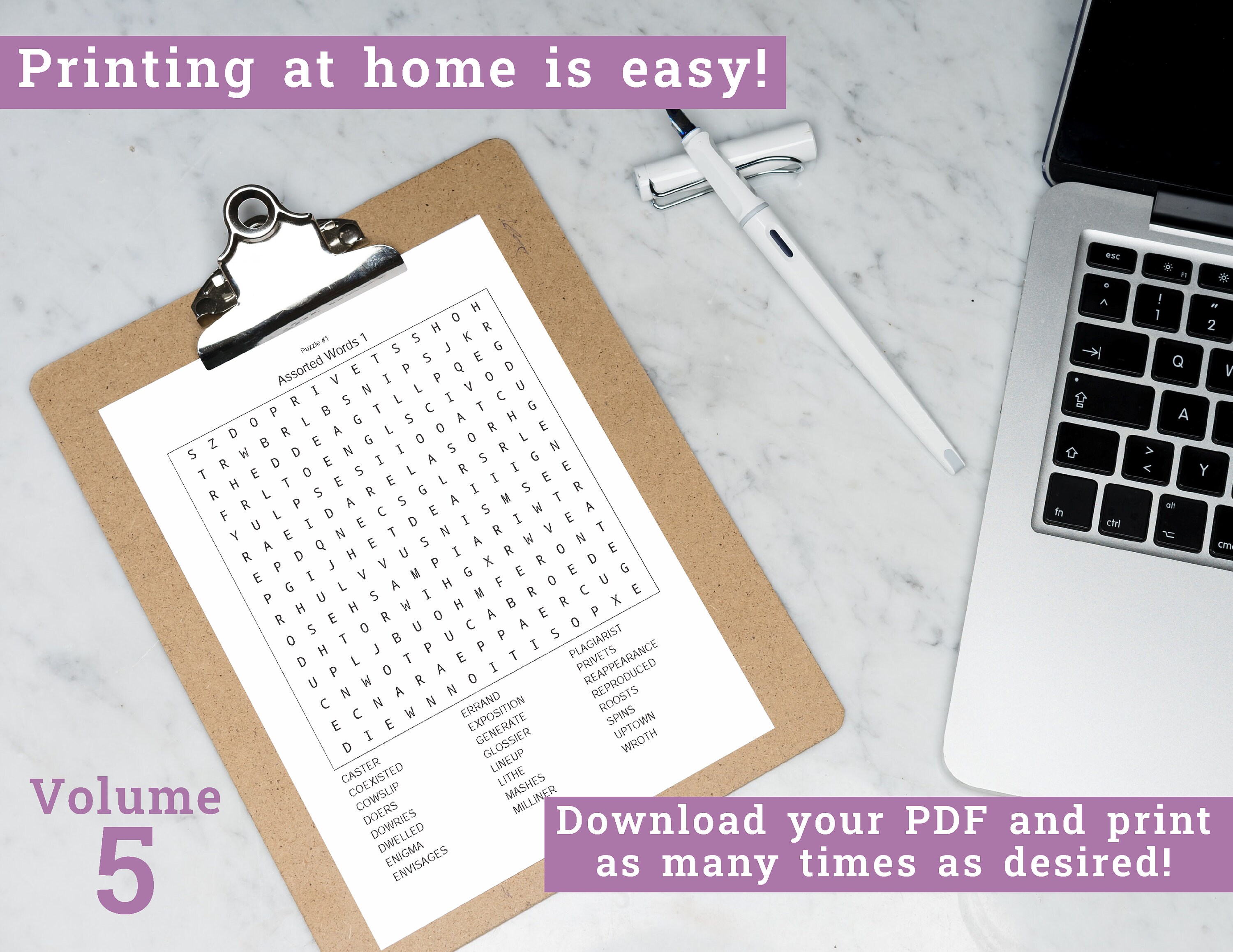 Word Search Puzzle - Volume 5 | 100 Printable Puzzle Pages for Kids and ...