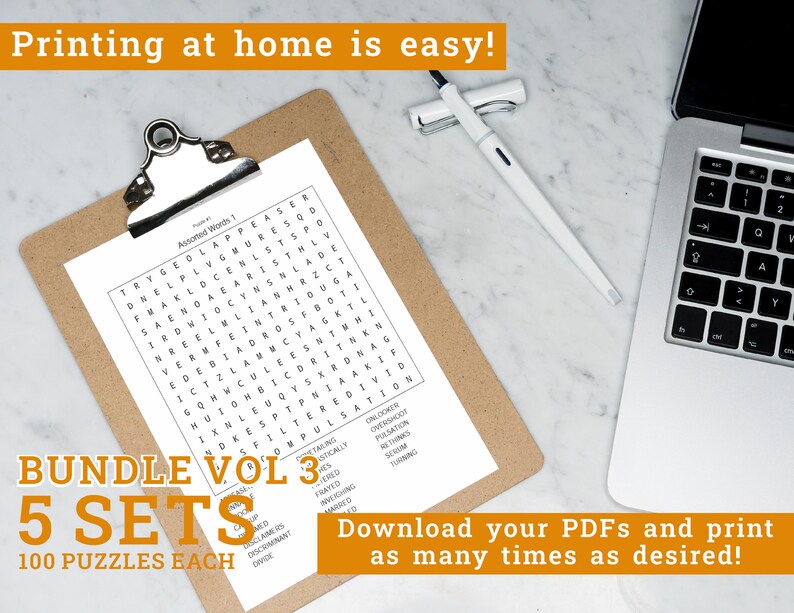Word Search Bundle BUNDLE SET 3 500 Printable Puzzle Pages for Kids and ...