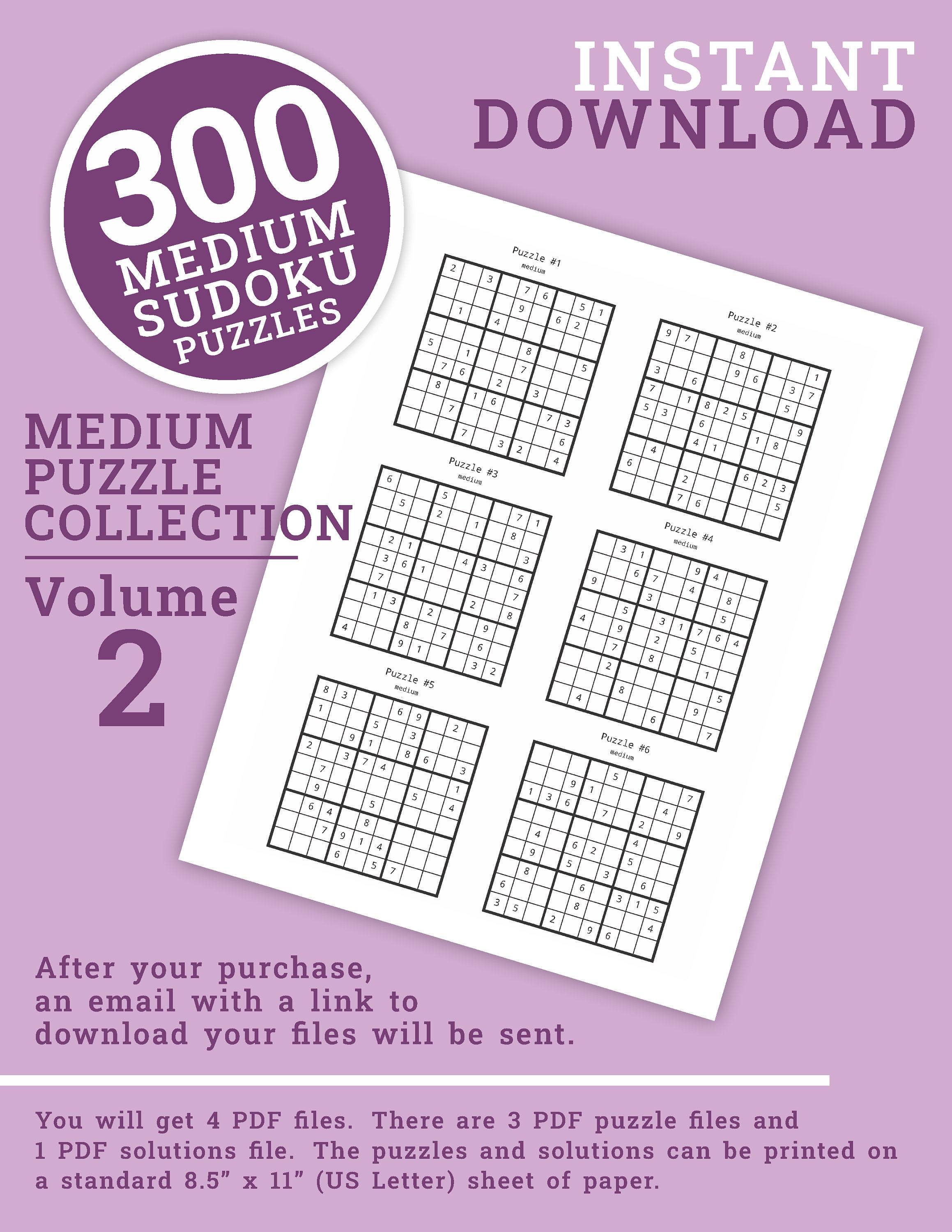 Sudoku Puzzles - Medium Level Collection - Volume 2 | 300 Printable ...