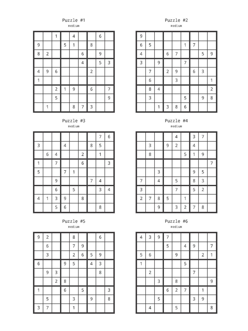 Sudoku Puzzles Medium Level Collection Volume 3 300 - Etsy