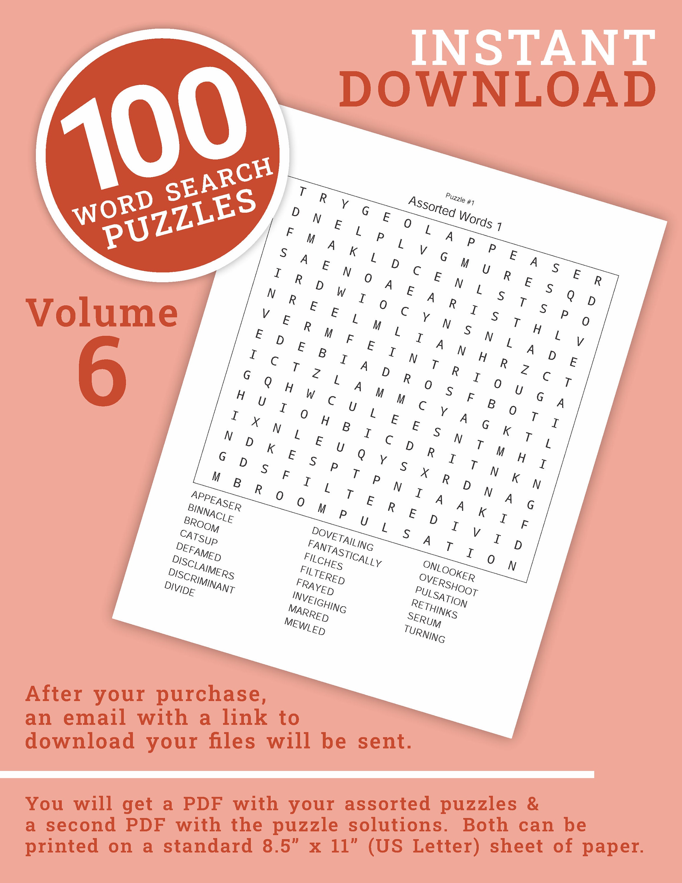 Word Search Puzzle - Volume 6 | 100 Printable Puzzle Pages for Kids and ...