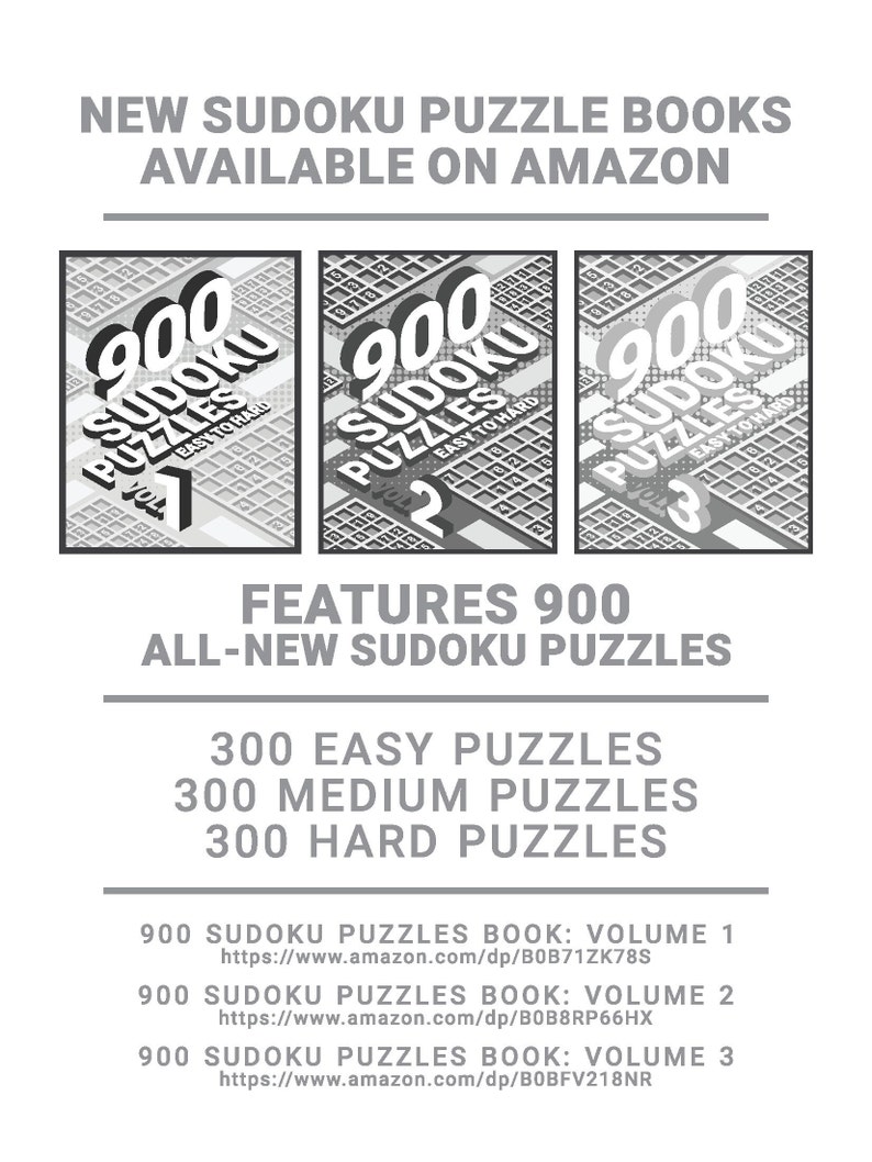 Sudoku Puzzles - Medium Level Collection - Volume 1 | 300 Printable ...